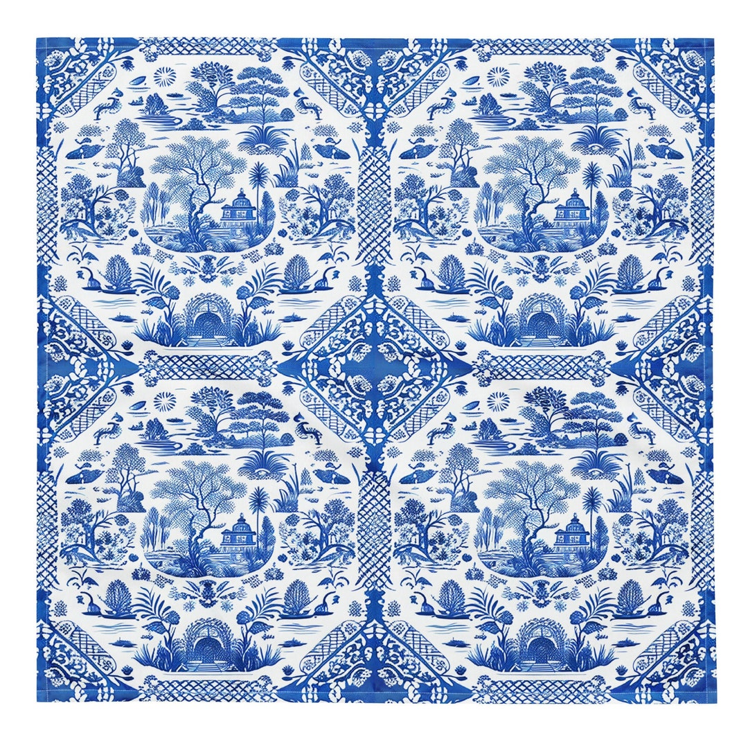 Blue Willow Print Bandana | Handkerchief | Scarf | Paisley | Original ...