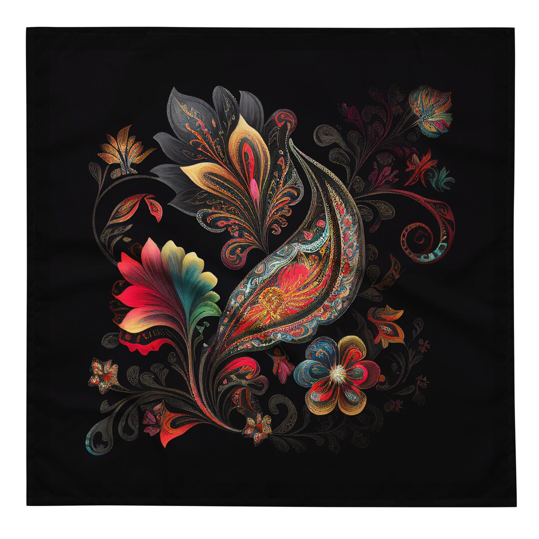 Bandana Colorful Floral, Neck Bandana Scarf, Pocket Square, Soft ...