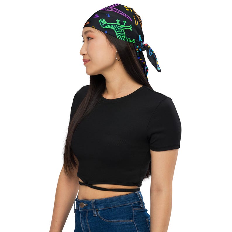 Neon Dinosaur Bandana, Tapestry, Handkerchief, Neck Scarf, House ...
