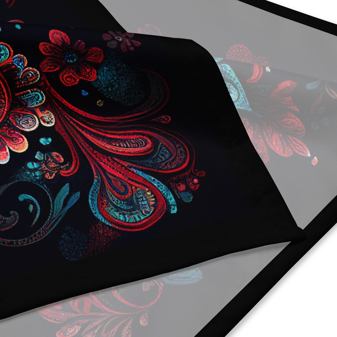 Bandana Red and Blue Floral, Neck Bandana Scarf, Pocket Square, Soft ...