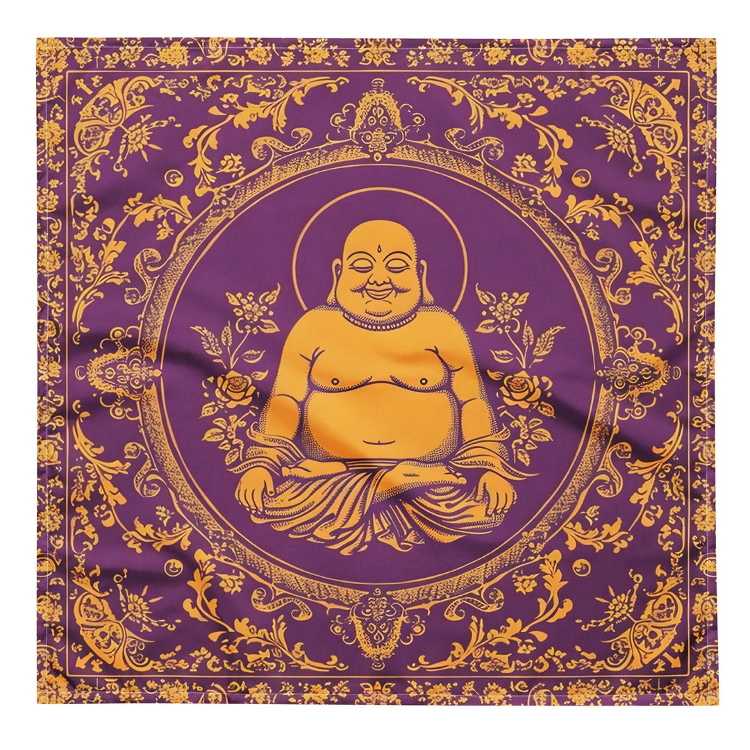 Happy Smiling Buddha Design Bandana, Tapestry, Handkerchief, Scarf ...