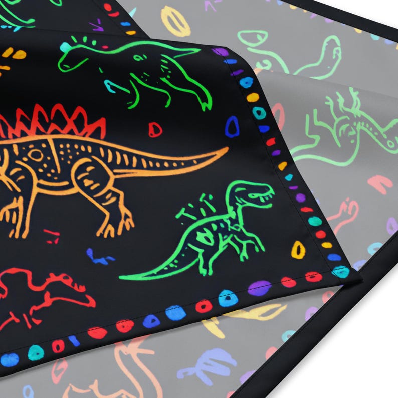 Neon Dinosaur Bandana, Tapestry, Handkerchief, Neck Scarf, House ...