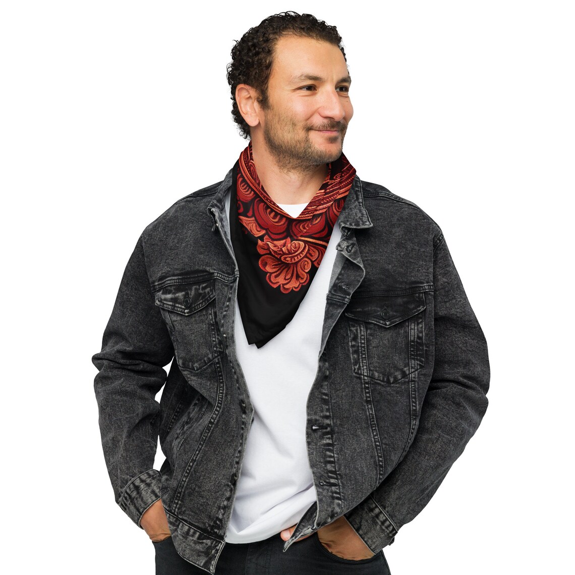 Bandana Red Floral, Neck Bandana Scarf, Pocket Square, Soft Bandanas ...