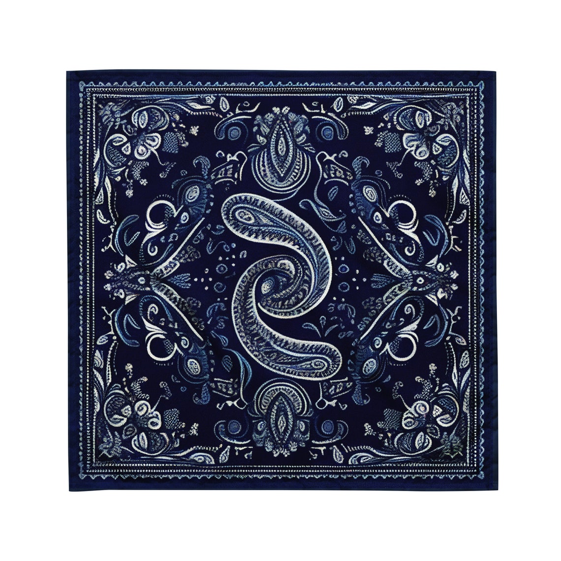 Dark Blue Paisley Bandana Handkerchief Scarf Paisley Original Design ...