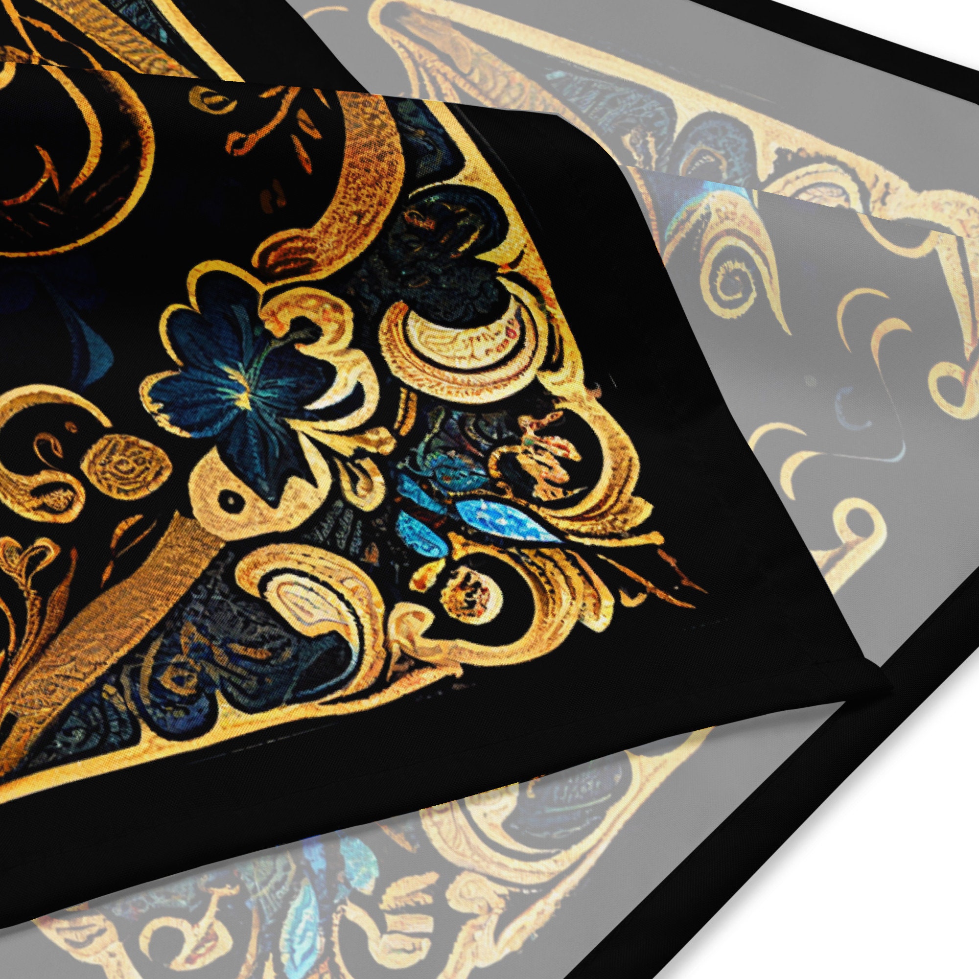 Blue and Gold Paisley Bandana | Handkerchief | Scarf | Paisley ...