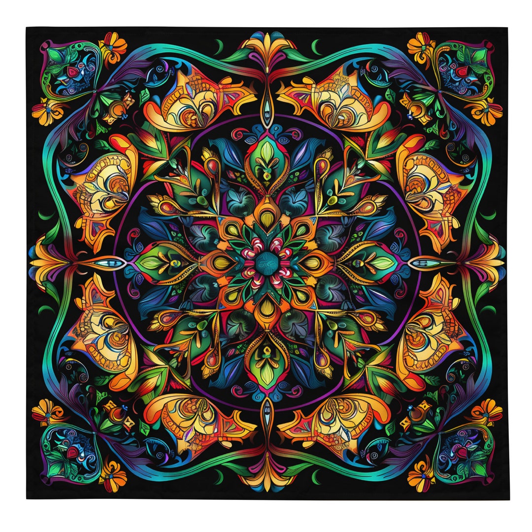 Limited Edition Stained Glass Bandana, Tapestry, Handkerchief, Scarf ...