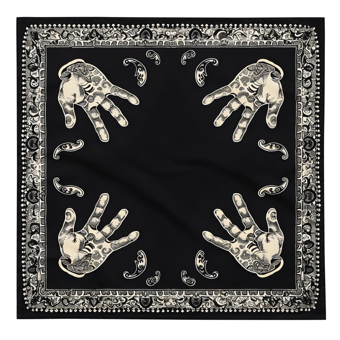 Gothic Hand Bandana Design, Handkerchief, Neck Scarf, House Decoration ...