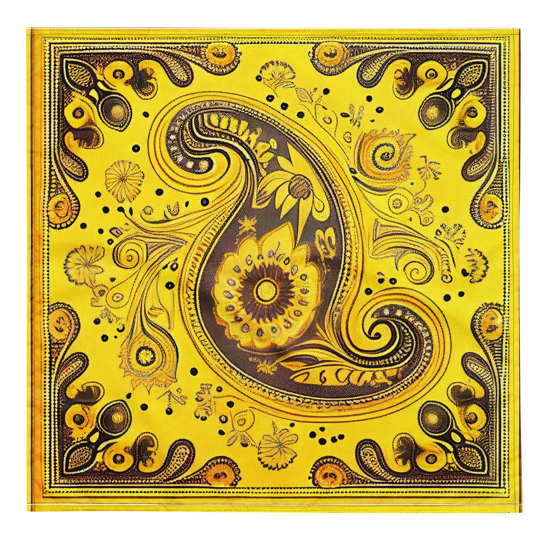 Yellow Paisley Bandana | Handkerchief | Scarf | Vintage | Classic ...
