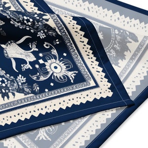 Blue and White Geometric Bandana Handkerchief Scarf Paisley Original ...