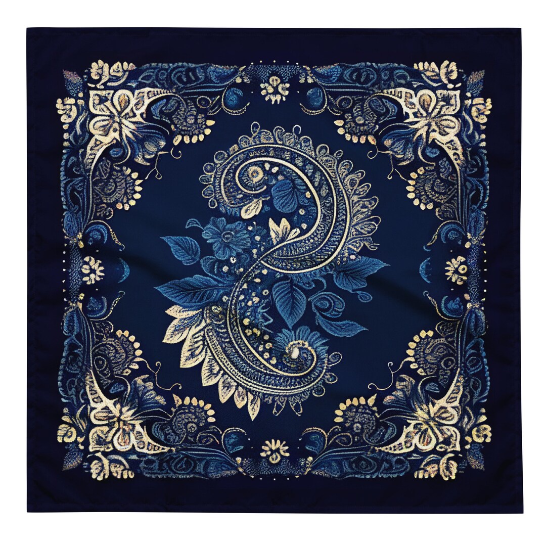 Blue Paisley Bandana | Handkerchief | Scarf | Custom Designs | Original ...