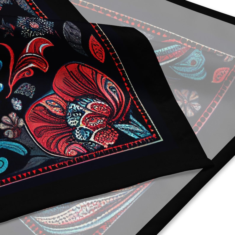 Bandana Red and Blue Floral, Neck Bandana Scarf, Pocket Square, Soft ...