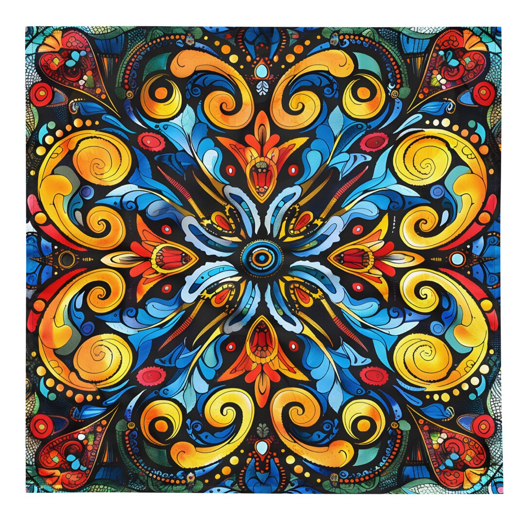 Stained Glass Inspired Bandana, Tapestry, Handkerchief, Scarf, Neck ...