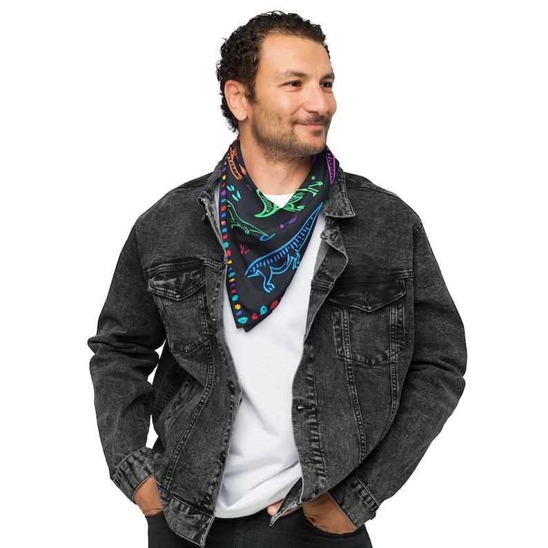 Neon Dinosaur Bandana, Tapestry, Handkerchief, Neck Scarf, House ...