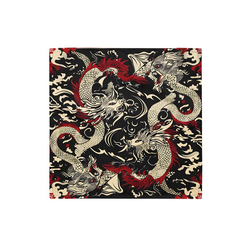 Eastern Dragon Bandana Design, Tapestry, Handkerchief, Scarf, Pocket ...