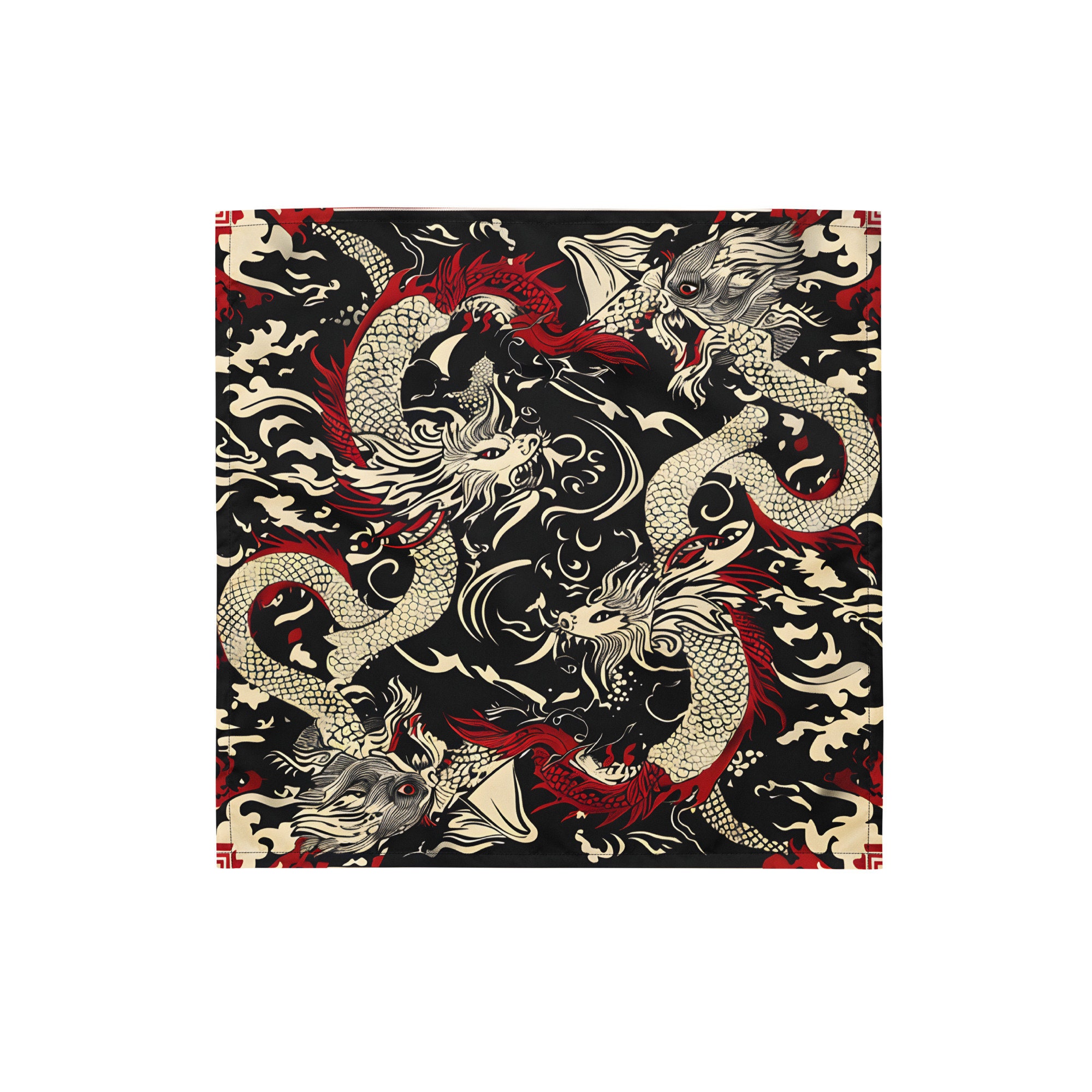 Eastern Dragon Bandana Design, Tapestry, Handkerchief, Scarf, Pocket ...
