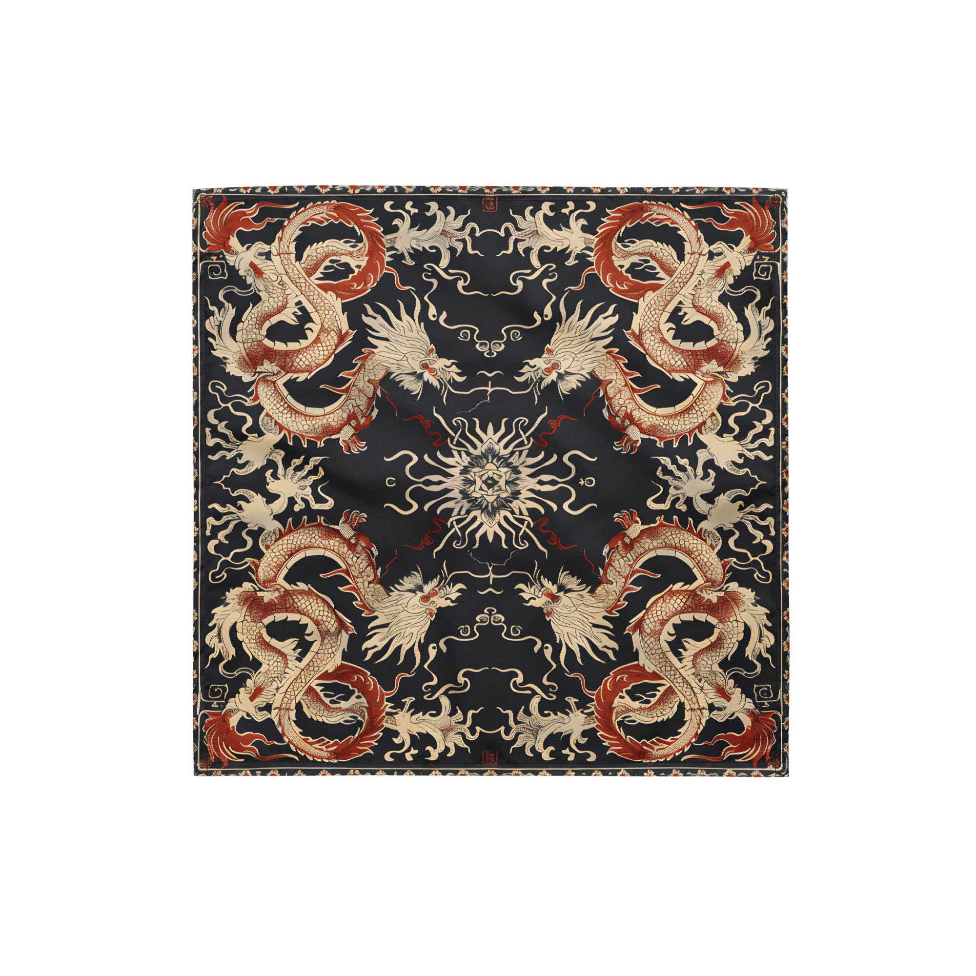 Eastern Dragon Bandana Design, Tapestry, Handkerchief, Scarf, Pocket ...