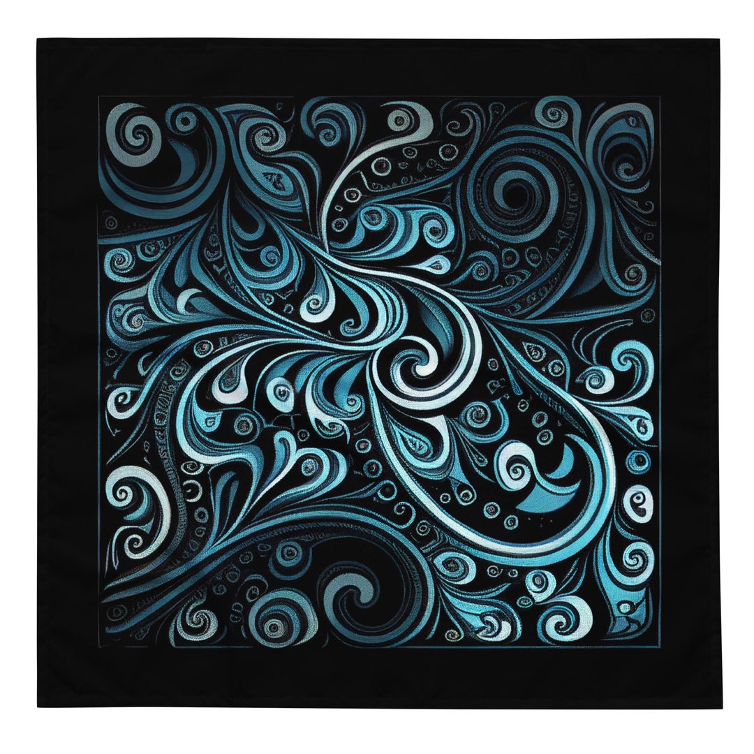 Bandana Blue Wavy, Neck Bandana Scarf, Pocket Square, Soft Bandanas ...