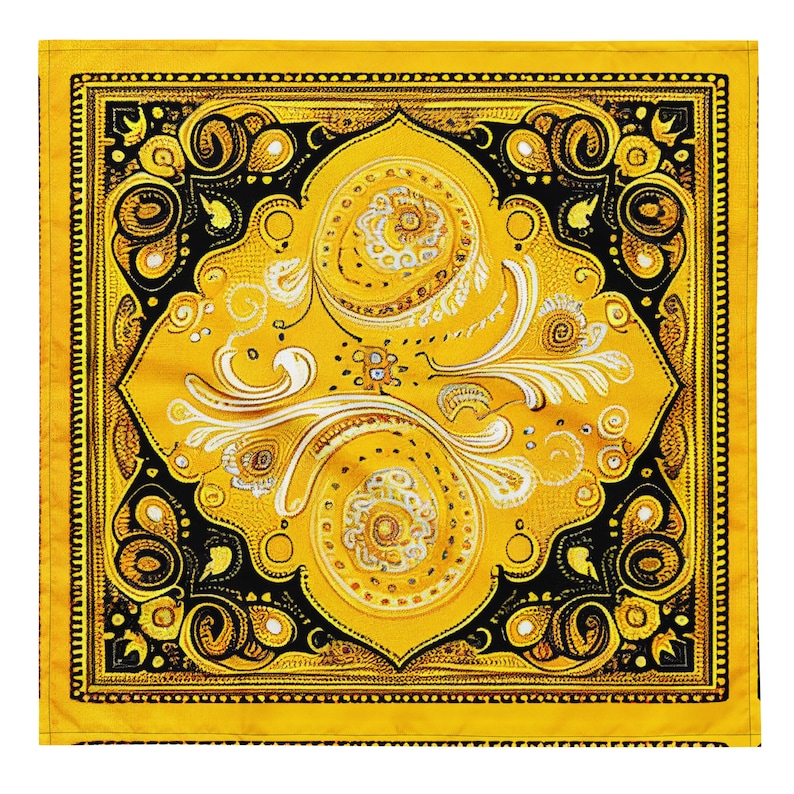 Yellow Paisley Bandana | Handkerchief | Scarf | Vintage | Classic ...