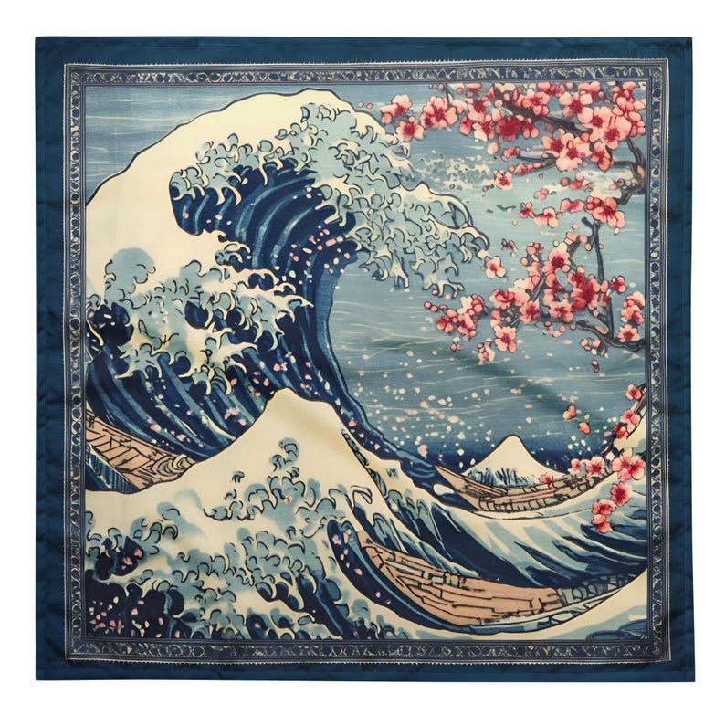 Ukiyo-e Great Wave Bandana, Tapestry, Handkerchief, Neck Scarf, House ...