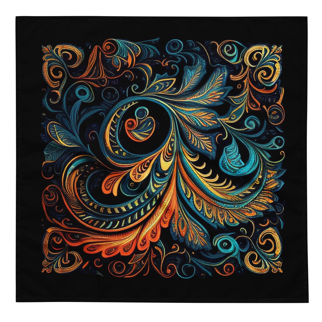 Paisley Bandana Rainbow, Neck Bandana Scarf, Pocket Square, Soft ...