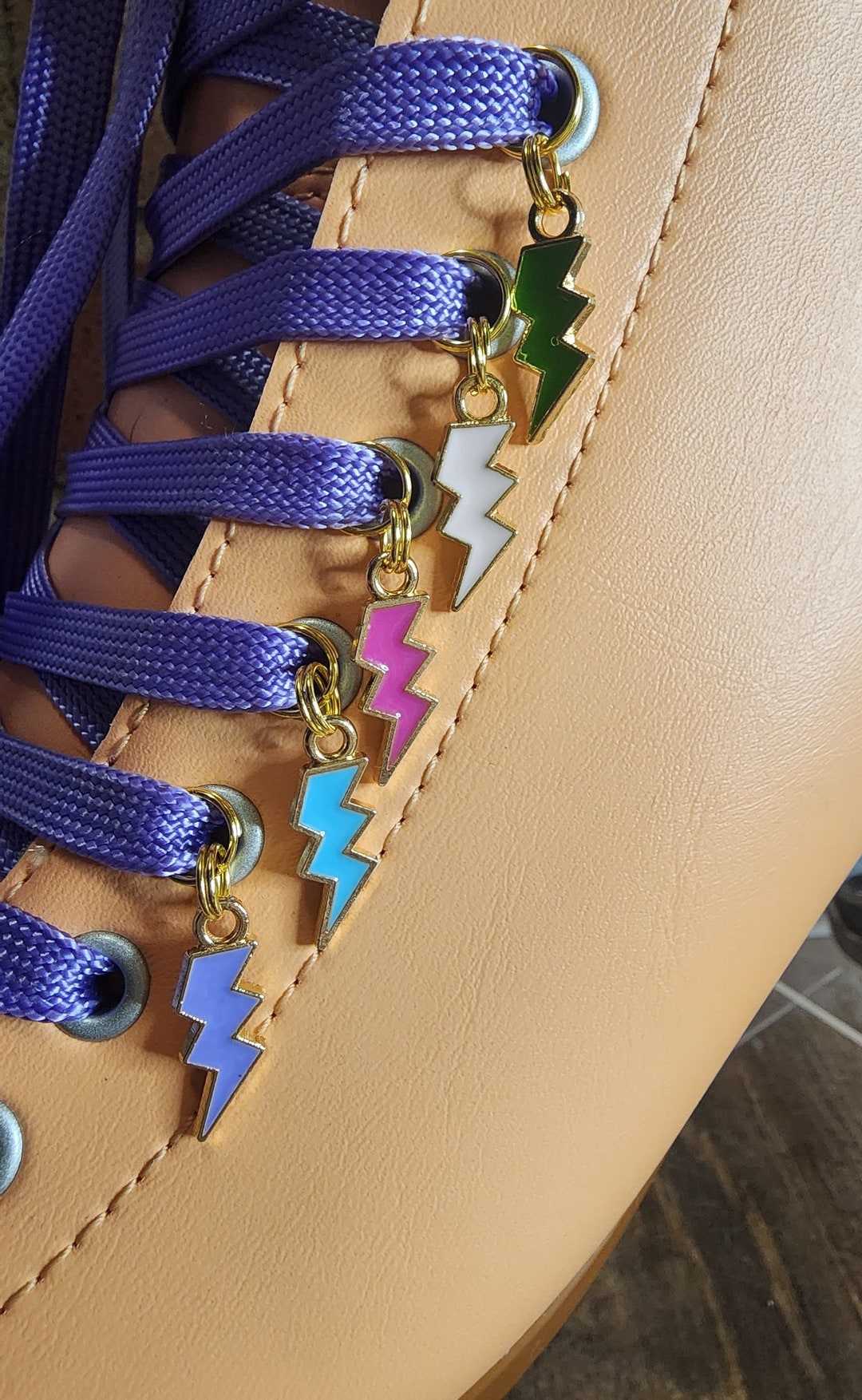 Enamel Lightning Bolt Skate or Shoe Lace Charm (10 Colors!) - Etsy