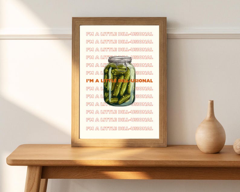 Vintage Pickle Kitchen Print i'm a Little Dill-usional Decor Home Decor ...