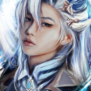 Felix X Neuvillette Stray Kids X Genshin Impact approx A5 Art Print SKZ ...