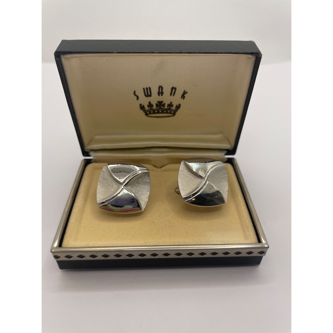 Swank Vintage Brushed Silver Tone Square Cuff Links With Box - Etsy