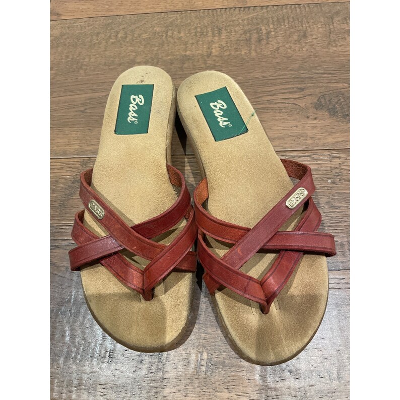 G.H. Bass VTG 90's Leather Sunjuns Strappy Flip Flop Sandals Oxblood Sz ...