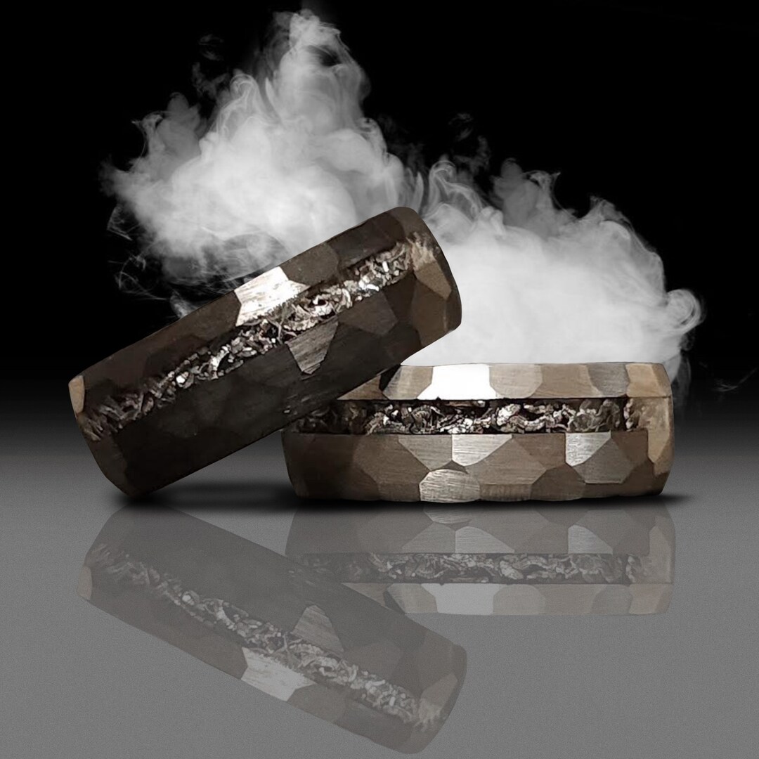 Meteorite Wedding Band, Meteorite Ring Men, Tungsten Ring, Star Wedding ...