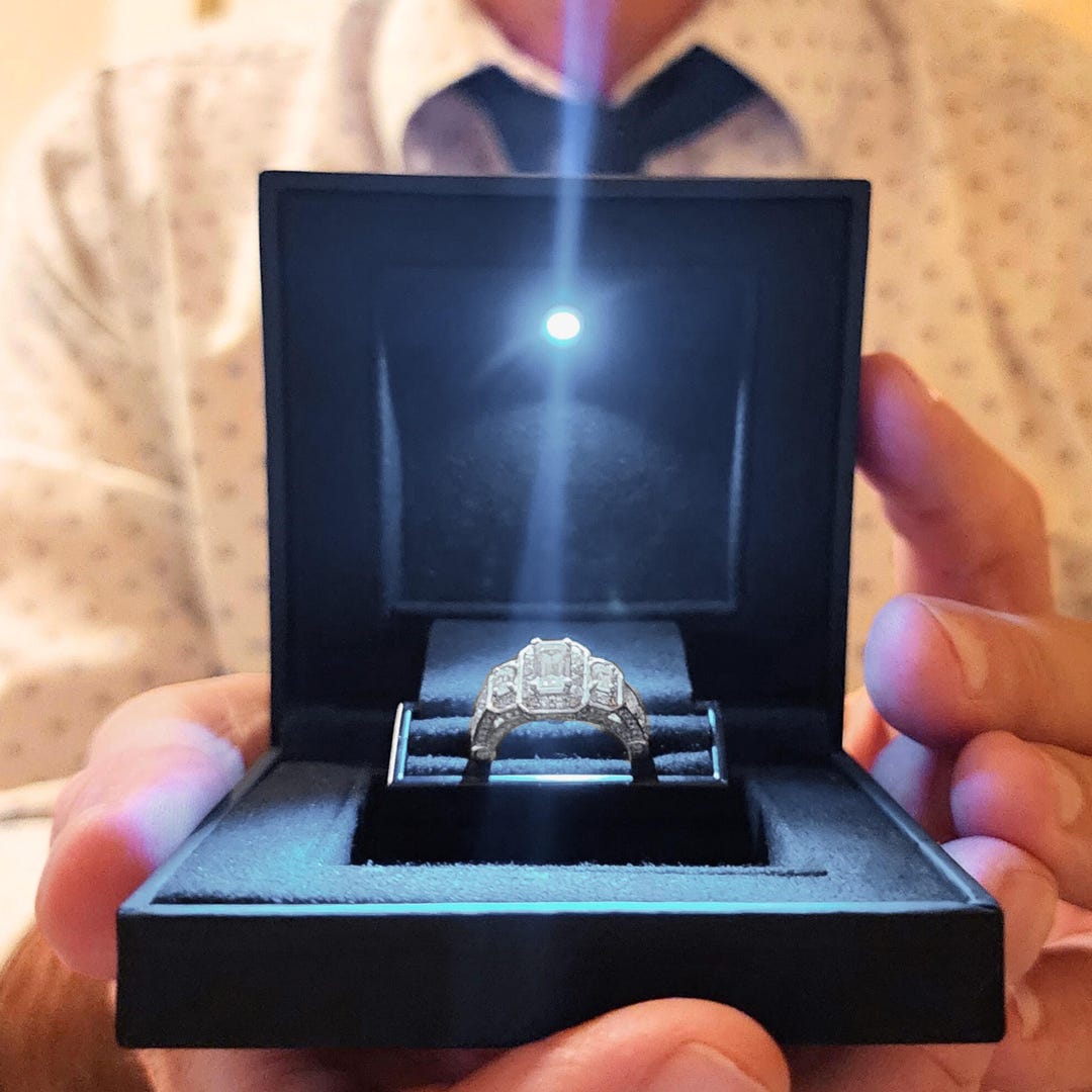 Engagement Ring Box for Proposal | Slim Ring Box With Light | Proposal ...