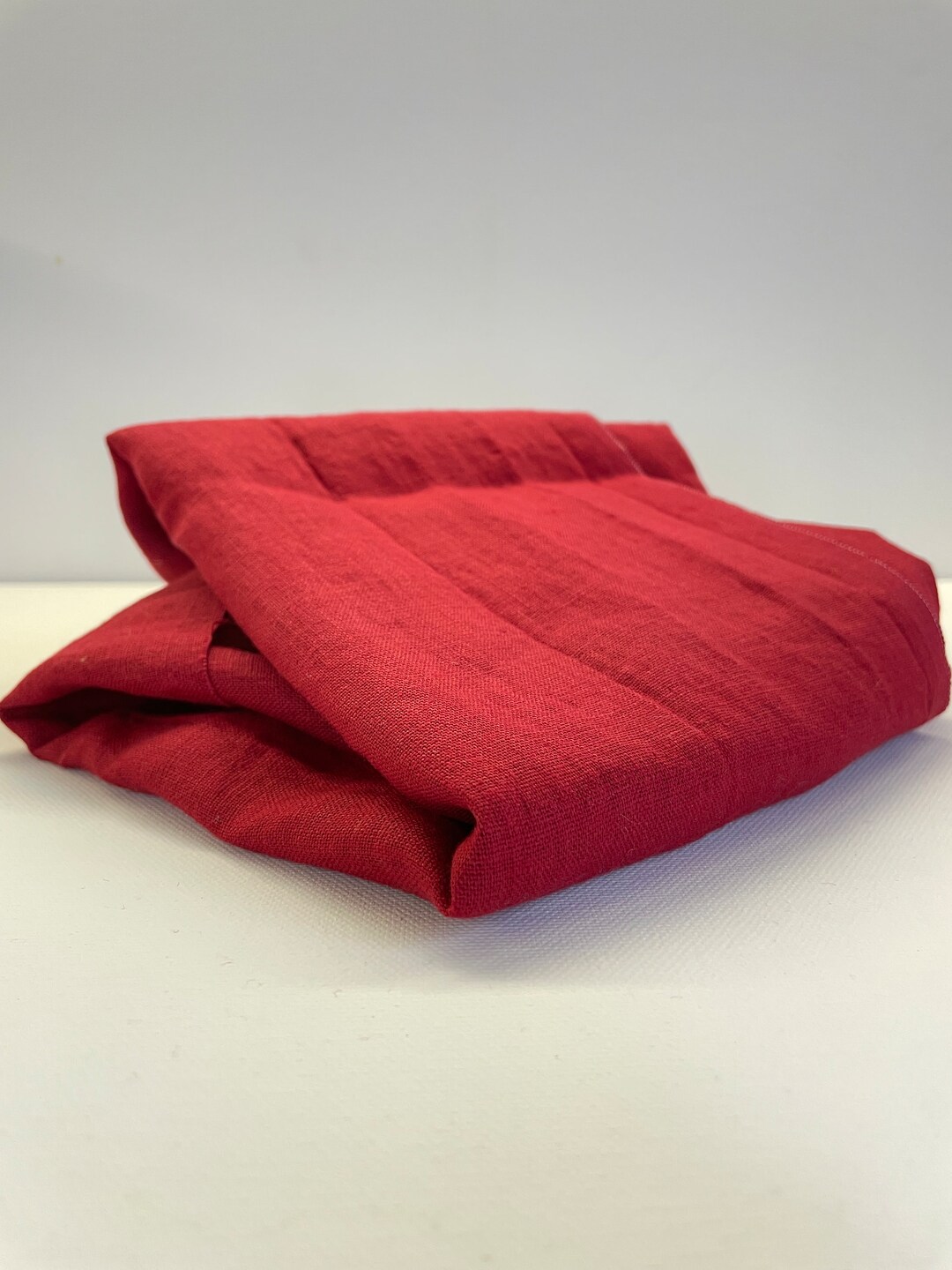 LINEN 1yard Bright Red Linen Fabric Stone Wash Pure Plain Linen Latvian ...