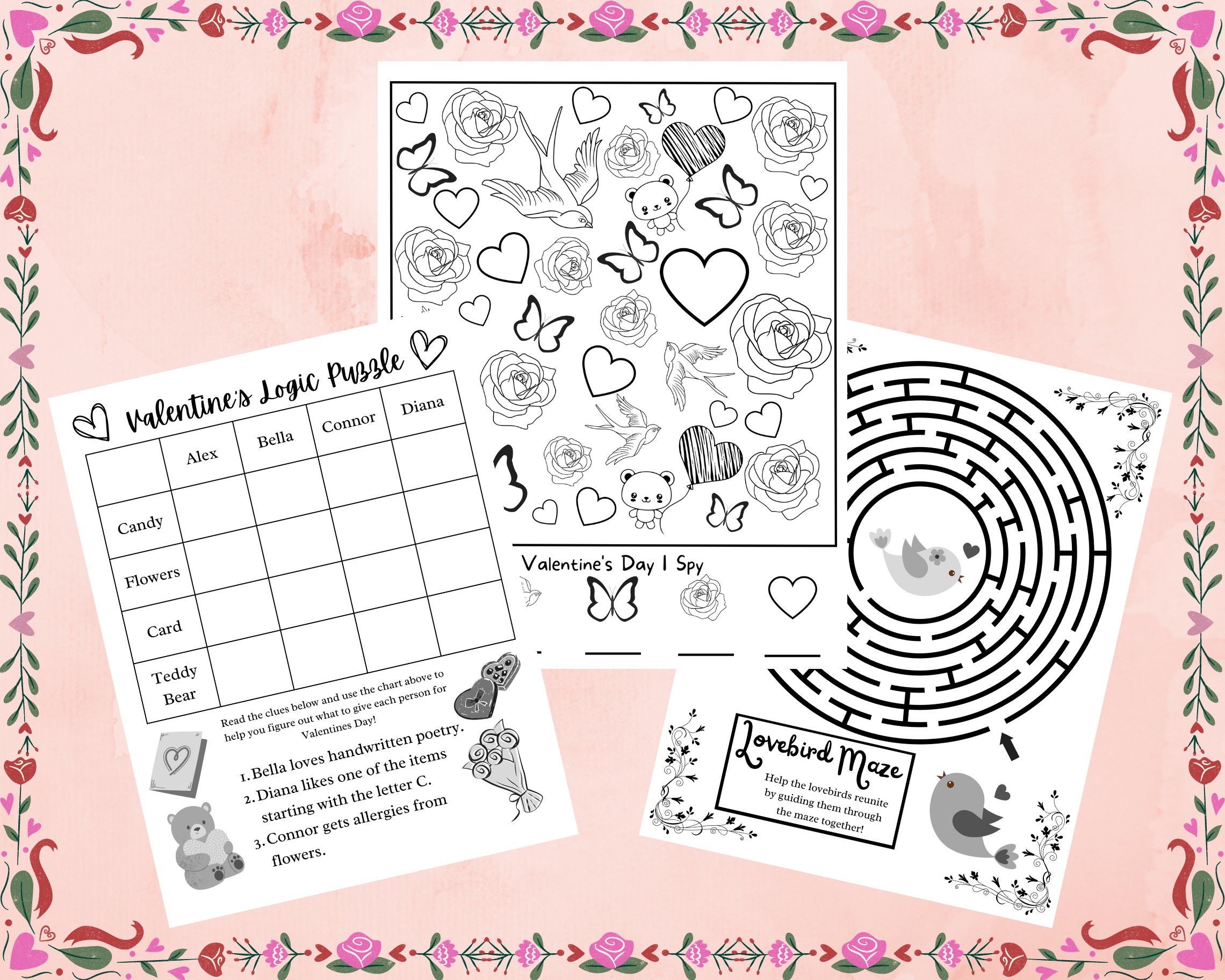 10 Valentine's Day Printables, Valentine's Day Coloring Pages and ...