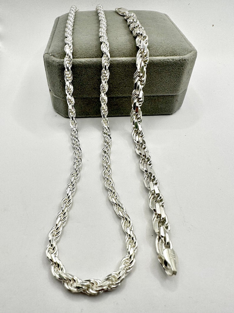 Sterling Silver 925 High Polished Rope Chain Necklace & Bracelet Set - Etsy