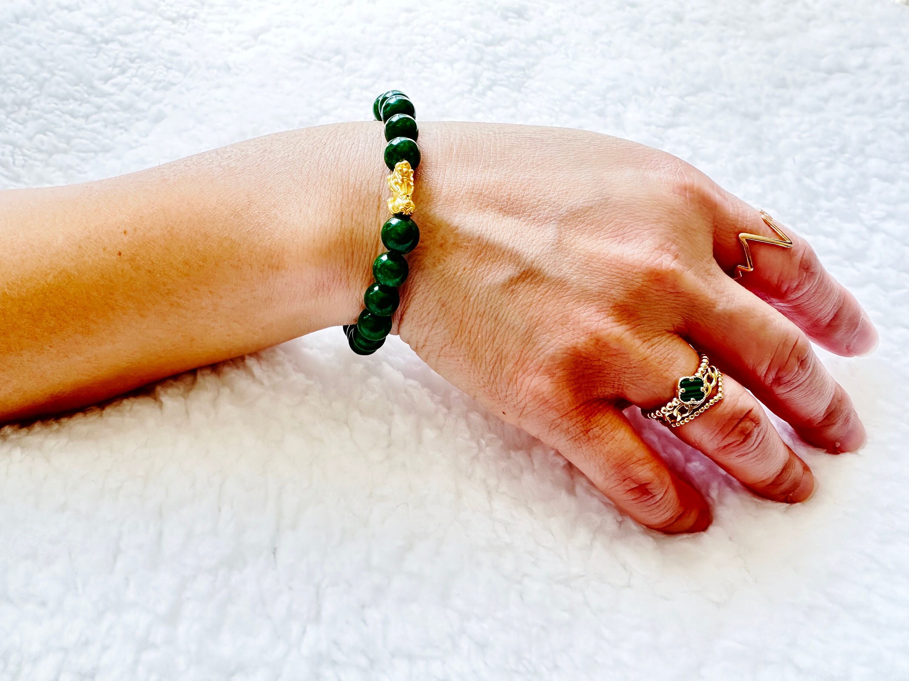 Lucky 18K Gold Emerald PIXIU Bracelet (PIYAO) - Etsy