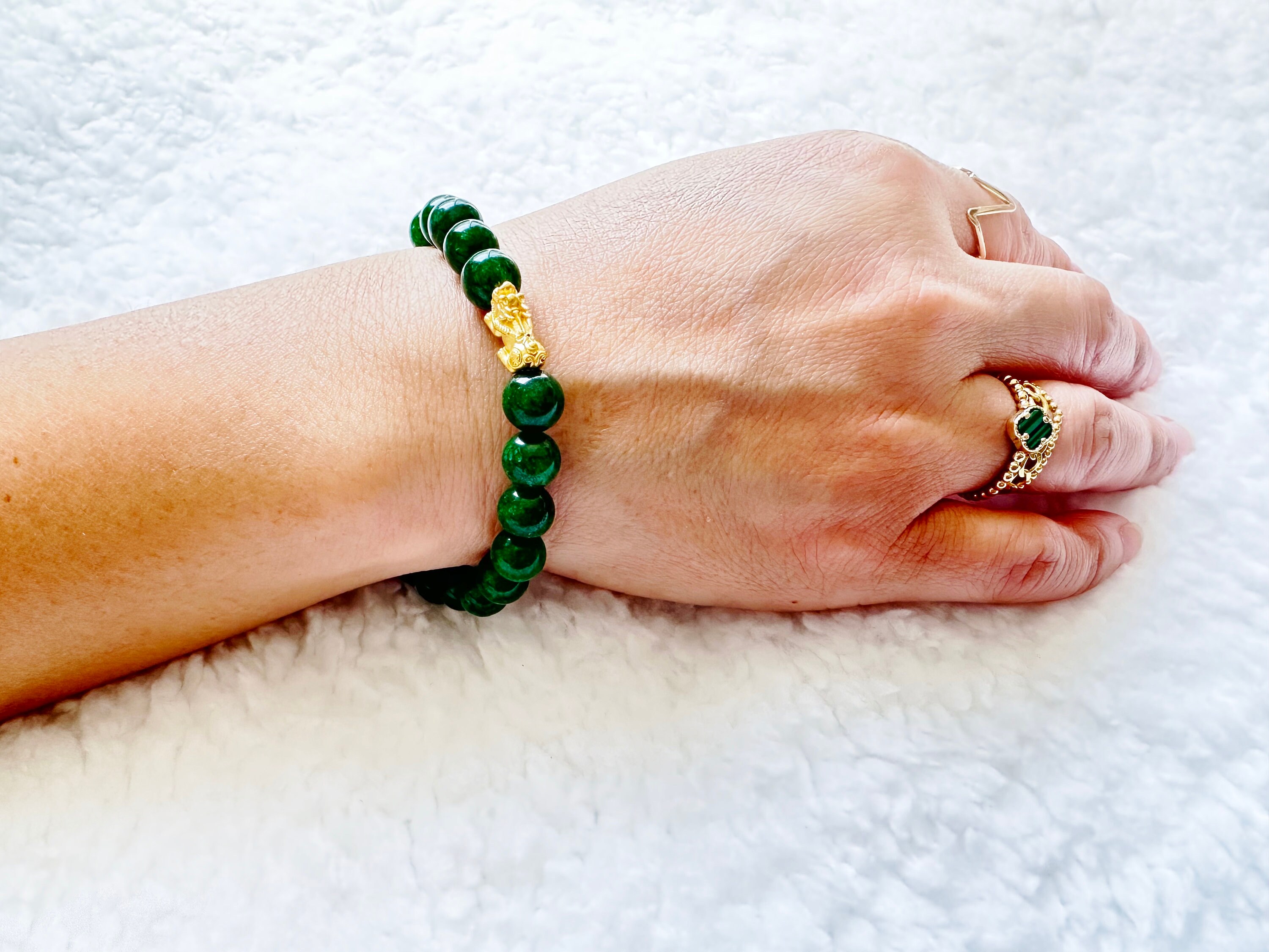 Lucky 18K Gold Emerald PIXIU Bracelet (PIYAO) - Etsy