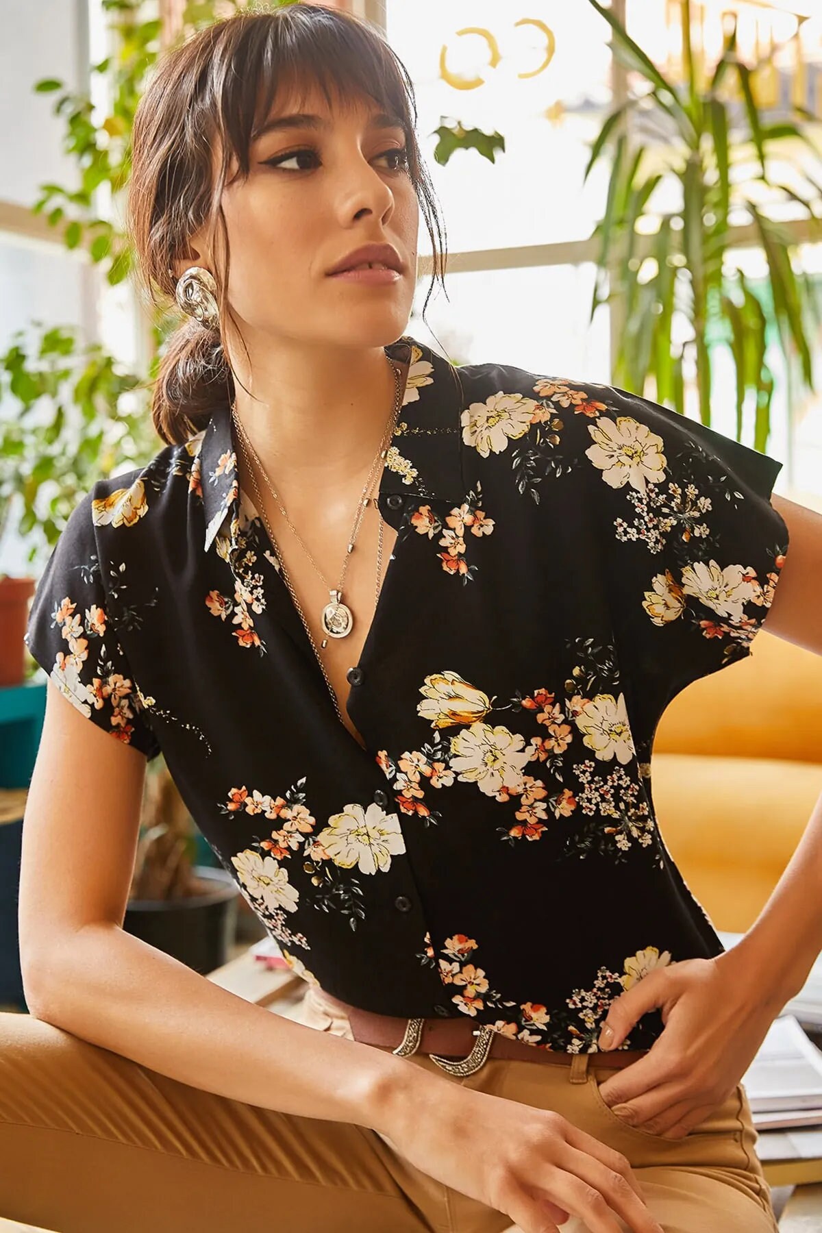 Floral&leaf Pattern Vintage Viscose Woman Blouse,blouse Vintage, Floral ...