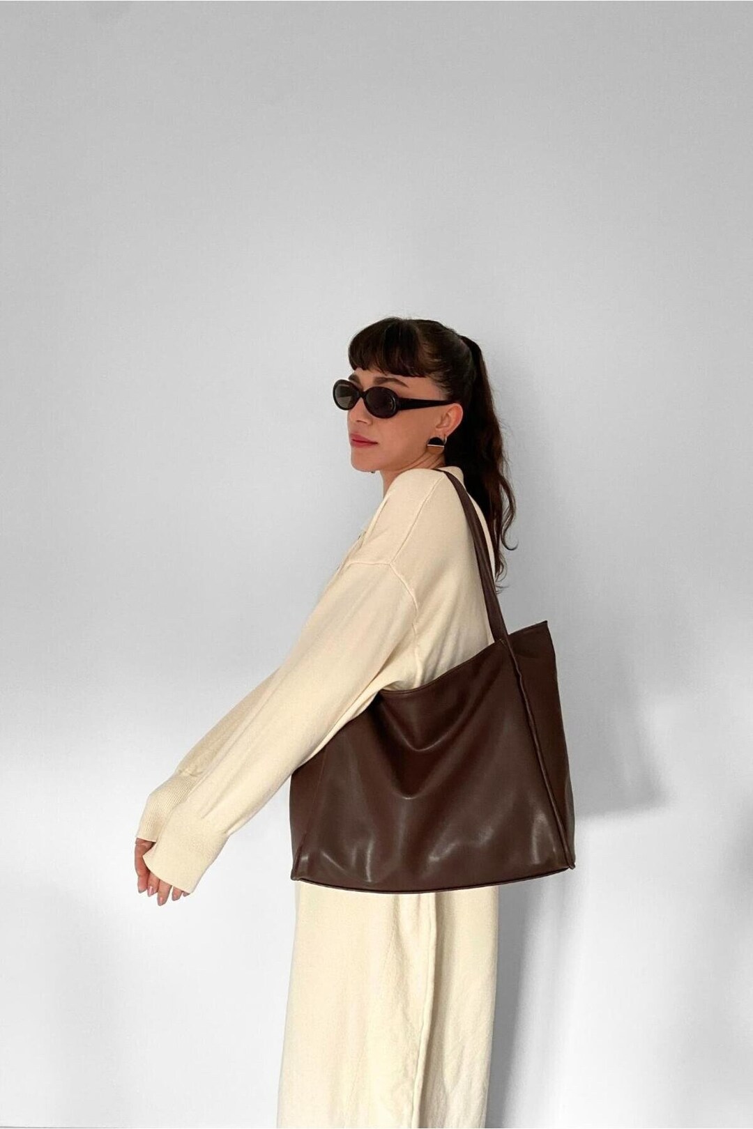 Nou Double Handle Shopper Style Bag, City Style Tote, Trendy Double ...