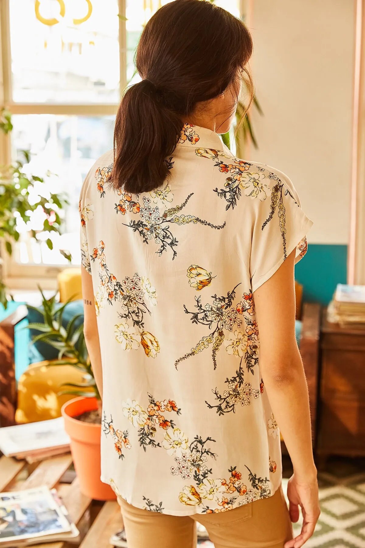 Floral&leaf Pattern Vintage Viscose Woman Blouse,blouse Vintage, Floral ...