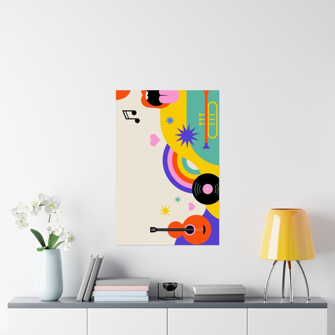 Vibrant Music-themed Satin Posters, Colorful Wall Art for Music Lovers ...