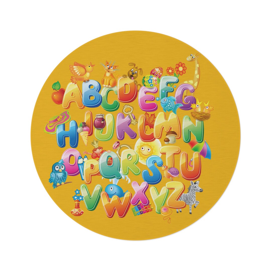 Colorful ABC Alphabet Round Rug for Kids Room, Play Area, Nursery Decor ...