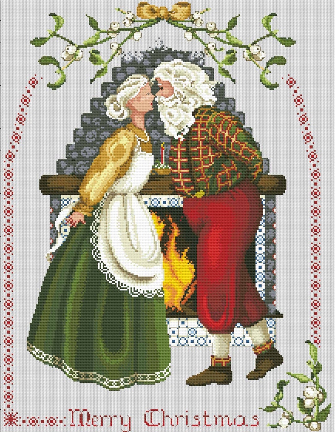 Merry Christmas mr & Mrs Claus Holyday Cross Stitch Pattern PDF ...
