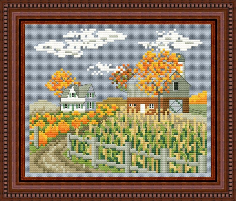 Fall Harvest Seasons Farm. Cross Stitch Pattern PDF. Counted Cross ...
