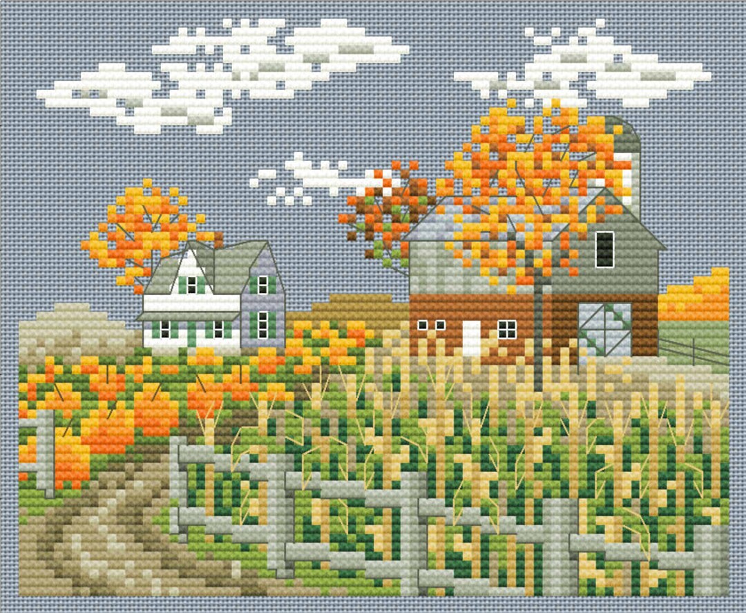 Fall Harvest Seasons Farm. Cross Stitch Pattern PDF. Counted Cross ...