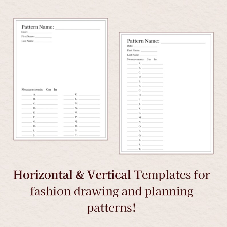 Detailed Body Measurement Template | Sewing Project Planner | Fashion ...