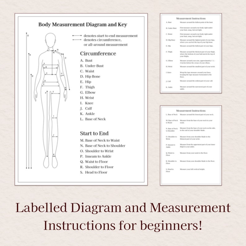 Detailed Body Measurement Template | Sewing Project Planner | Fashion ...