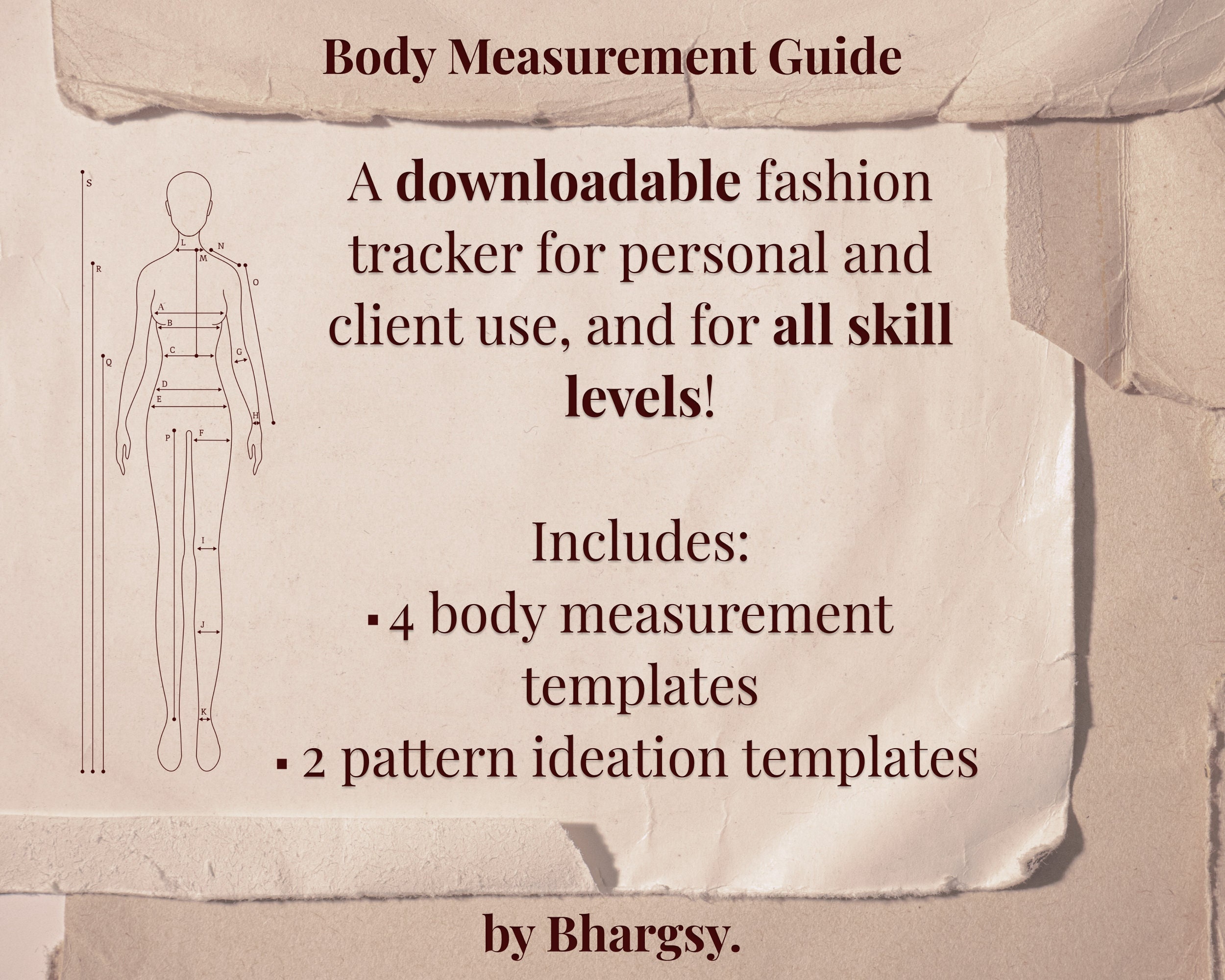 Detailed Body Measurement Template | Sewing Project Planner | Fashion ...