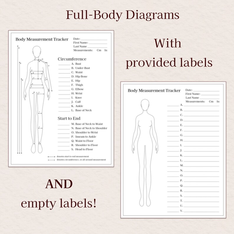Detailed Body Measurement Template | Sewing Project Planner | Fashion ...