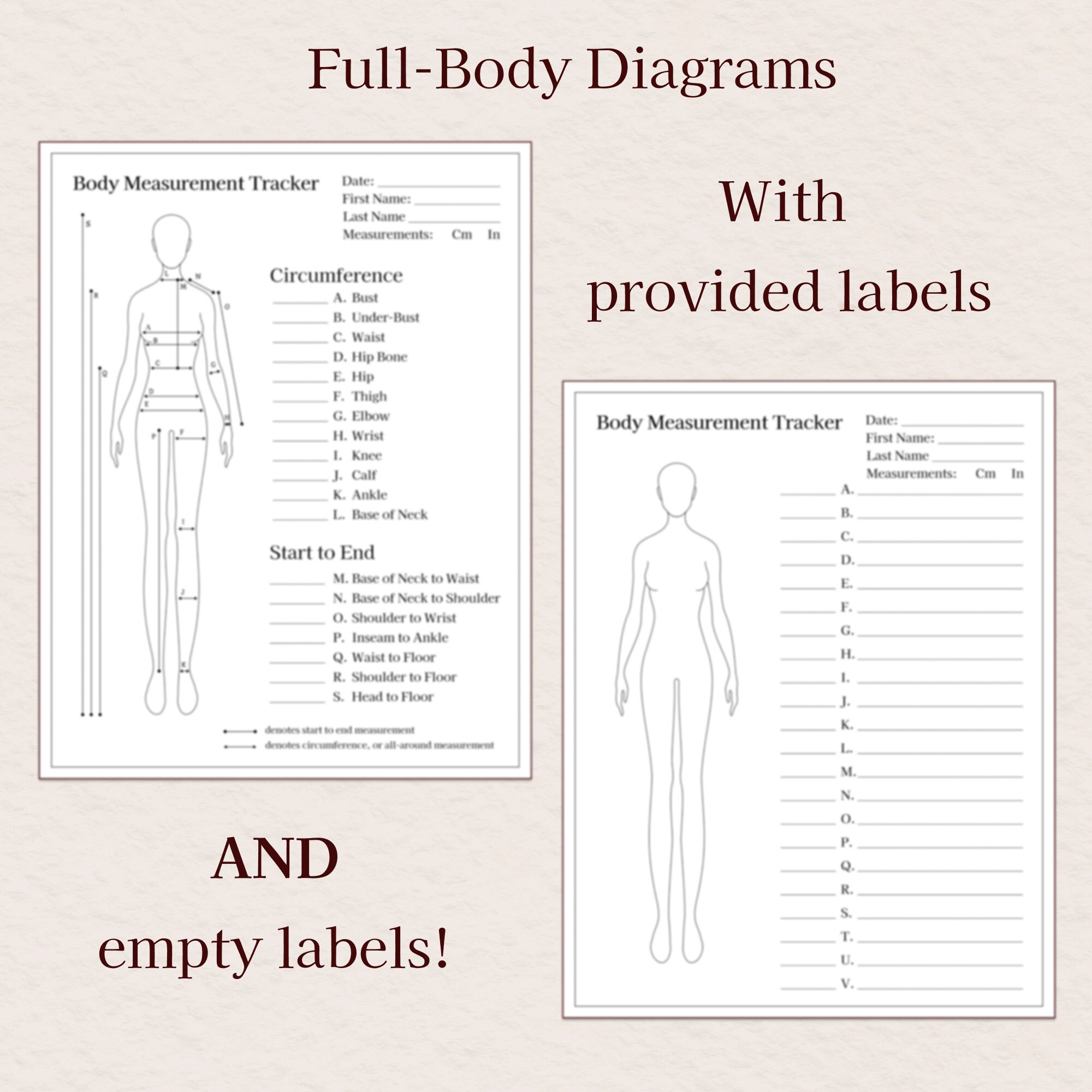 Detailed Body Measurement Template | Sewing Project Planner | Fashion ...
