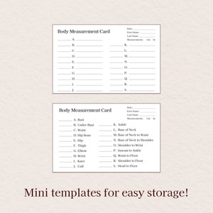Detailed Body Measurement Template | Sewing Project Planner | Fashion ...